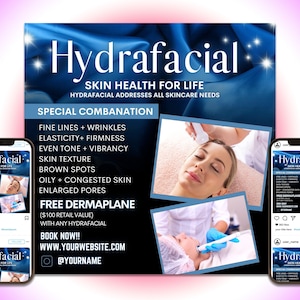 Hydrafacial Flyer Canva Template for DIY Social Media Marketing. - Etsy