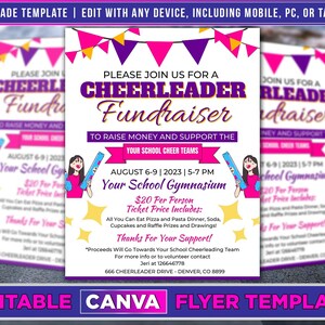 Cheer Fundraiser Flyer Editable Canva Template. - Etsy