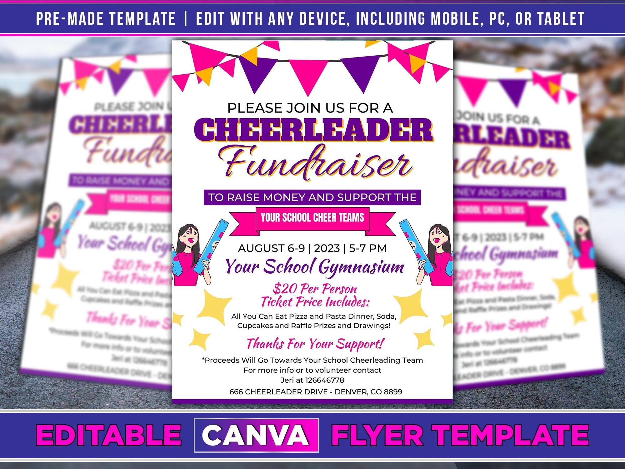 Cheer Fundraiser Flyer Editable Canva Template. - Etsy