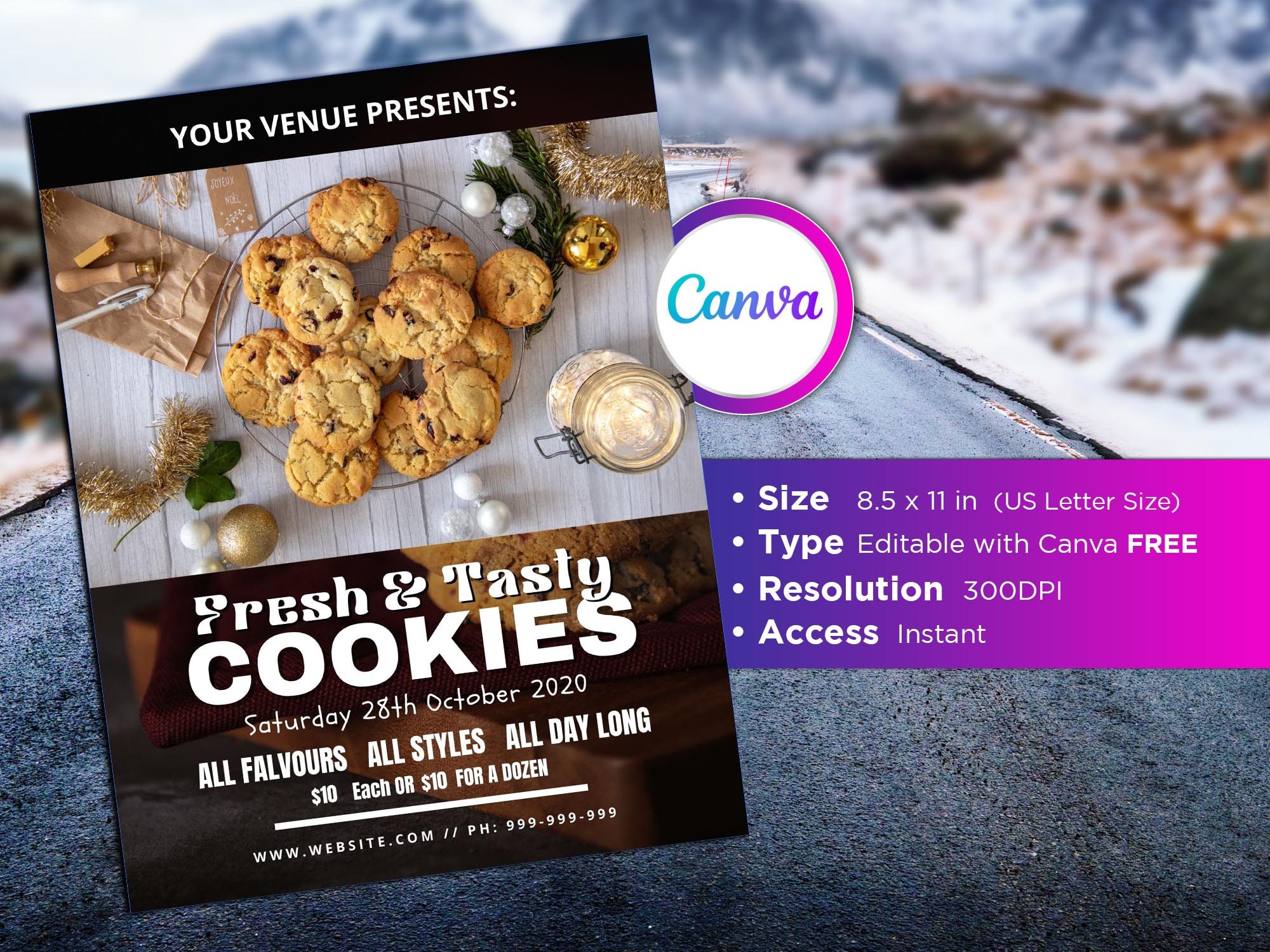 Cookies Flyer Editable Canva Template. - Etsy