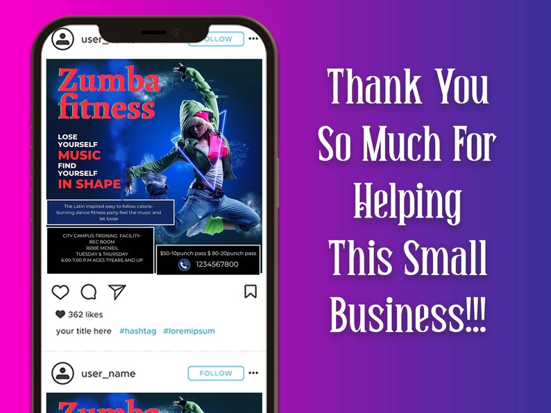 Zumba Flyer Canva Template for DIY Social Media Marketing. - Etsy