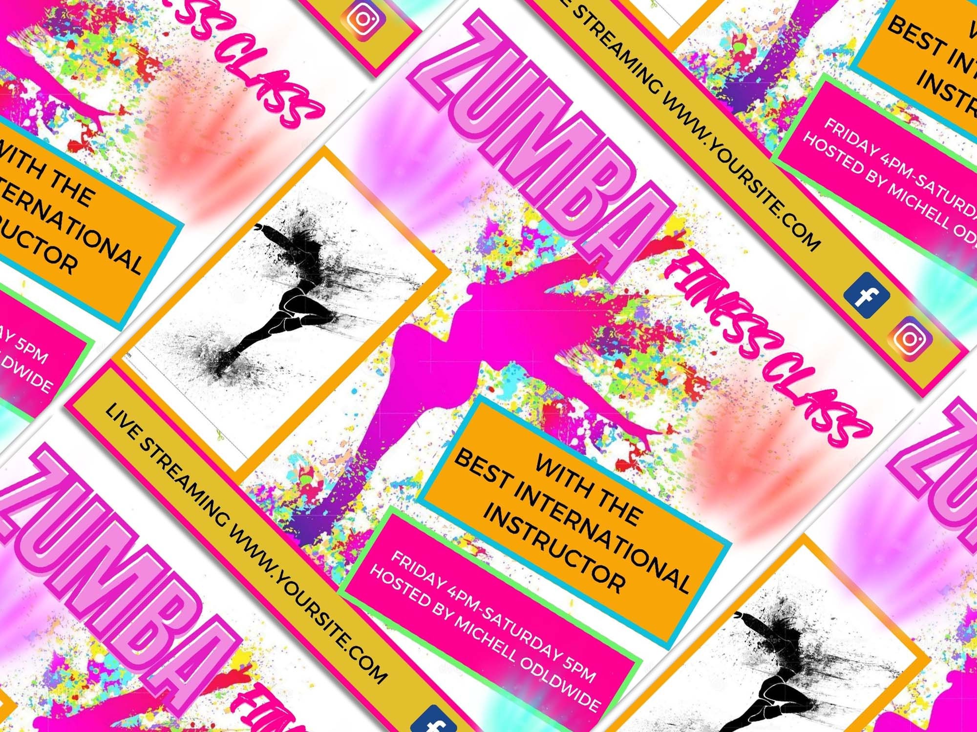 Zumba Class Flyer Canva Template for DIY Social Media Marketing. - Etsy