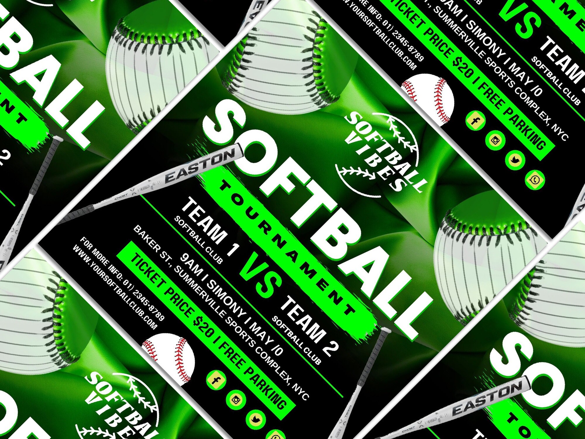 Softball Flyer Canva Template for DIY Social Media Marketing. - Etsy