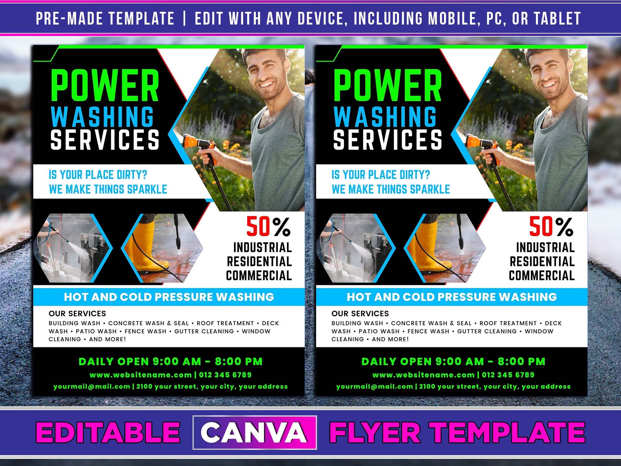 Pressure Cleaning Flyer Editable Canva Template US Letter Size. - Etsy
