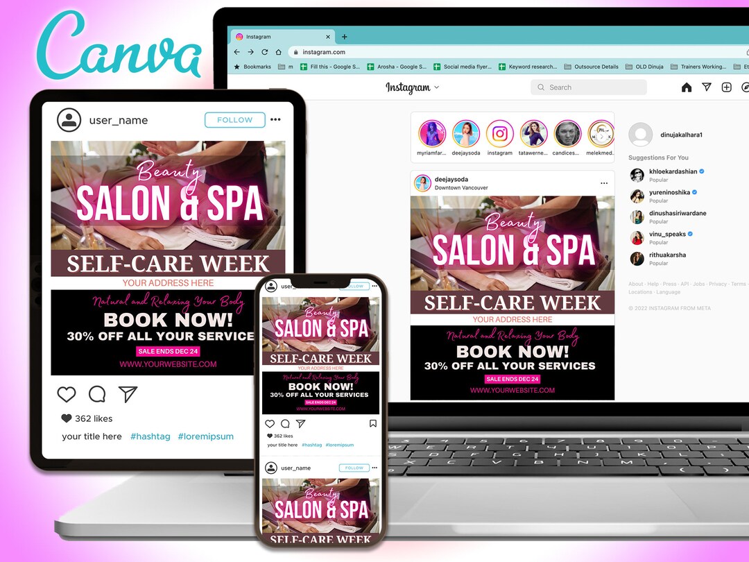 Spa Flyer Canva Template for DIY Social Media Marketing. - Etsy