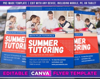 Summer Tutoring Flyers, DIY Canva Summer Tutoring Flyers, Editable ...