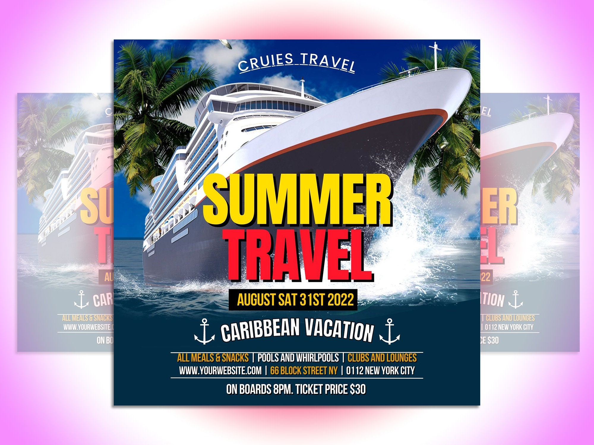 Cruise Ship Flyer Canva Template for DIY Social Media Marketing. - Etsy