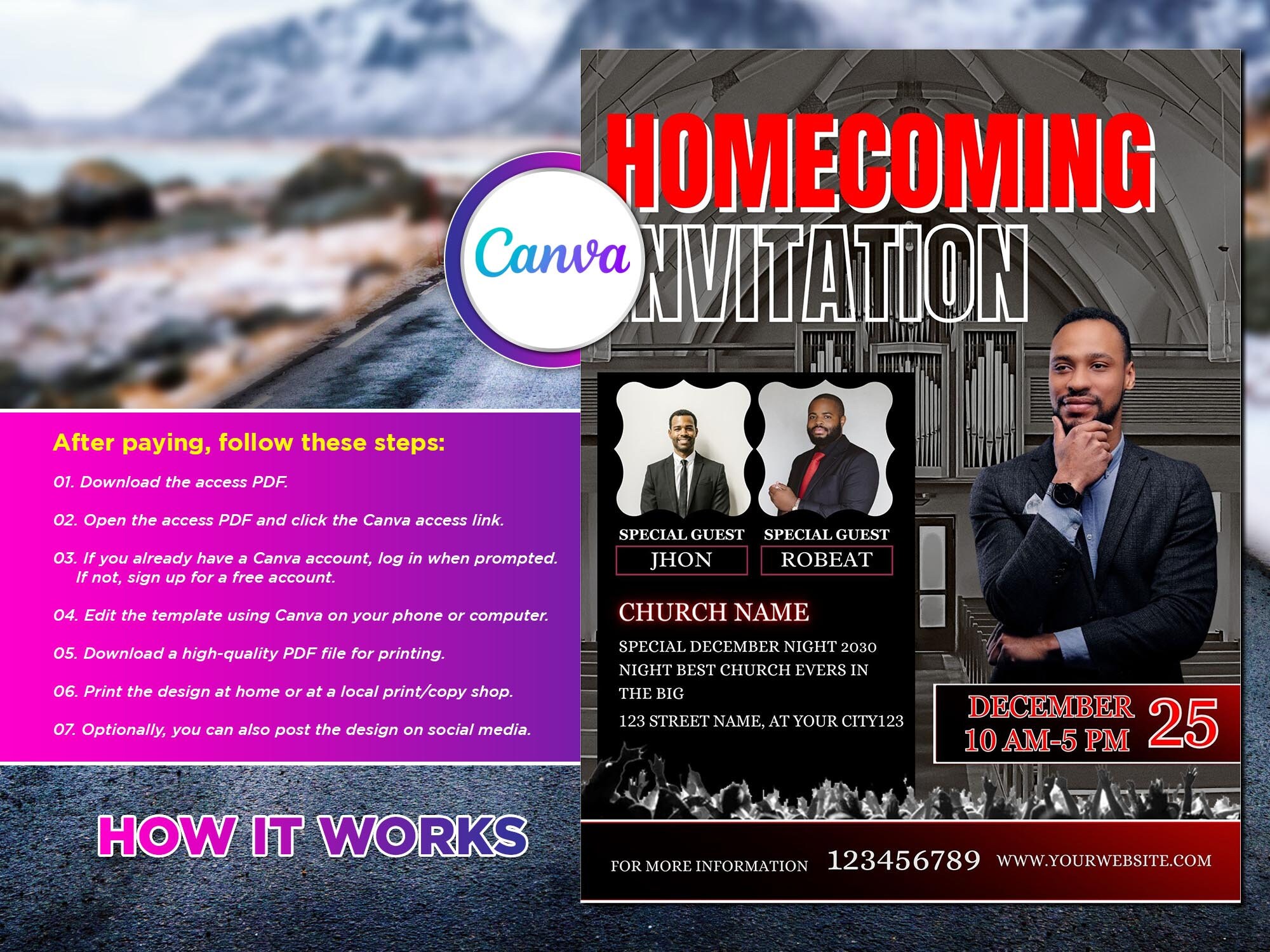 Church Homecoming Flyer Editable Canva Template US Letter Size. - Etsy