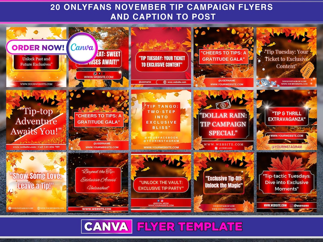 20 Onlyfans November Tip Campaign Flyers and Caption to Post, Onlyfans ...