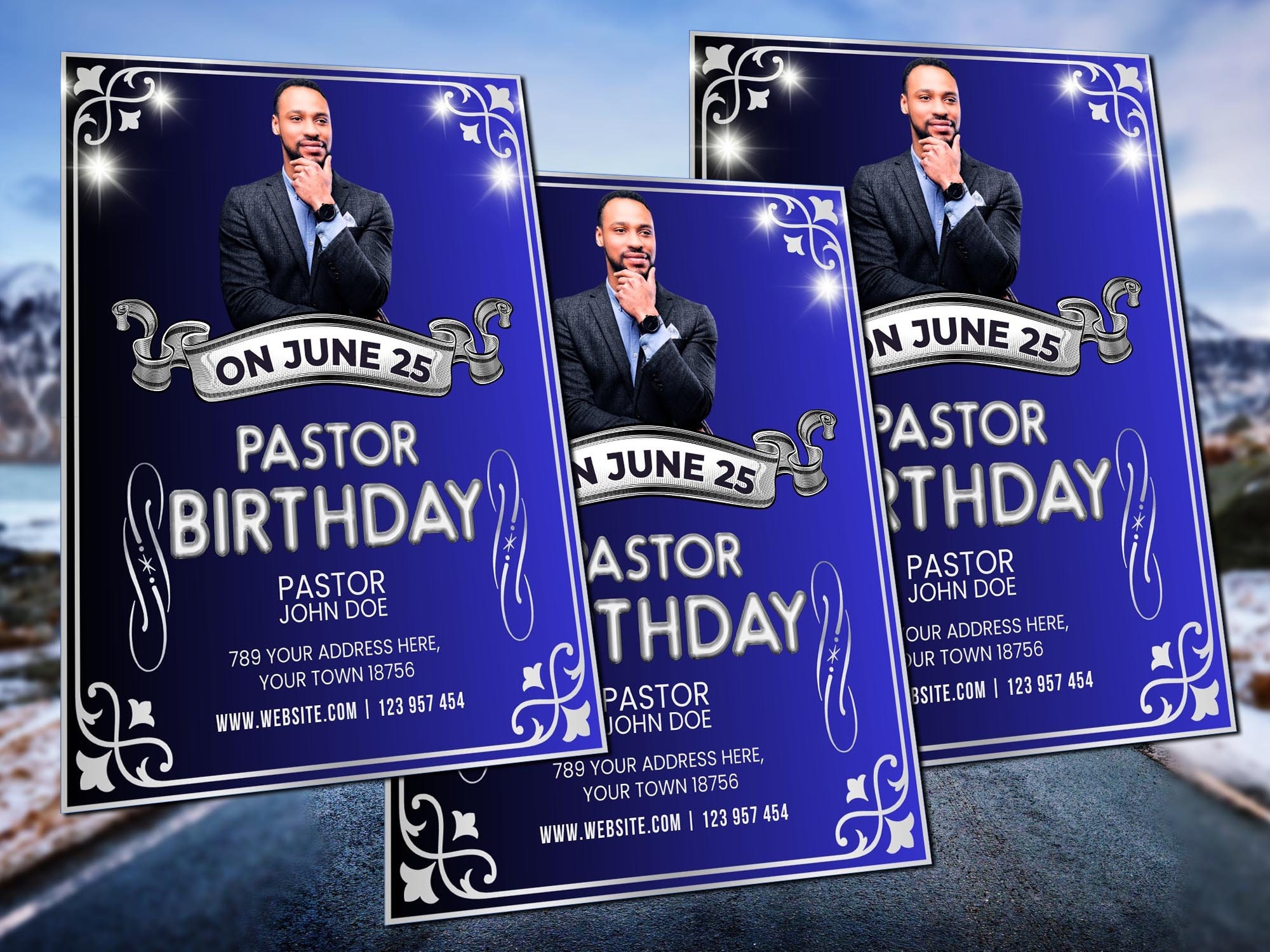 Pastor Birthday Flyer Editable Canva Template US Letter Size. - Etsy