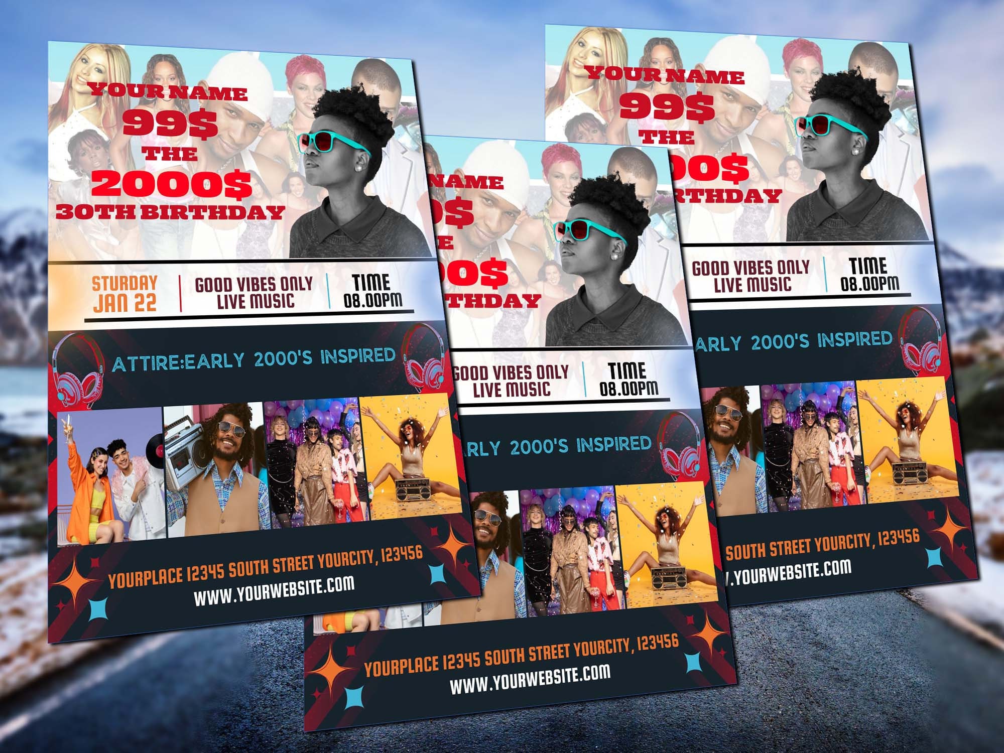 2000s Party Flyer Editable Canva Template US Letter Size. - Etsy