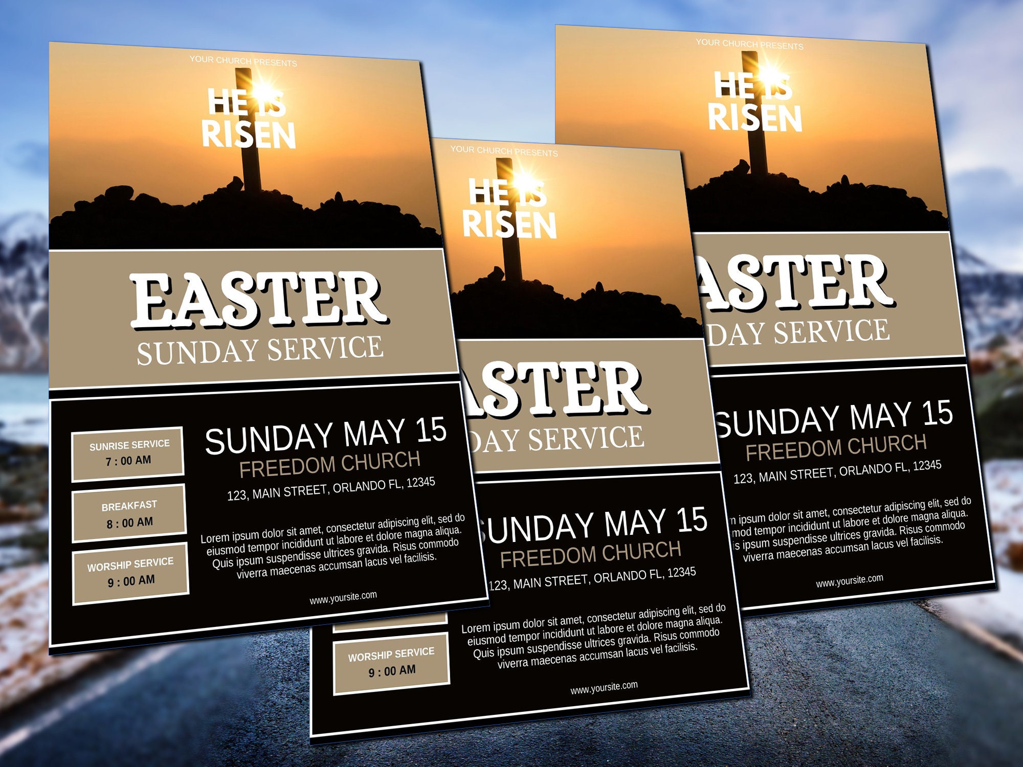 Easter Sunday Service Flyer Editable Canva Template US Letter Size. - Etsy