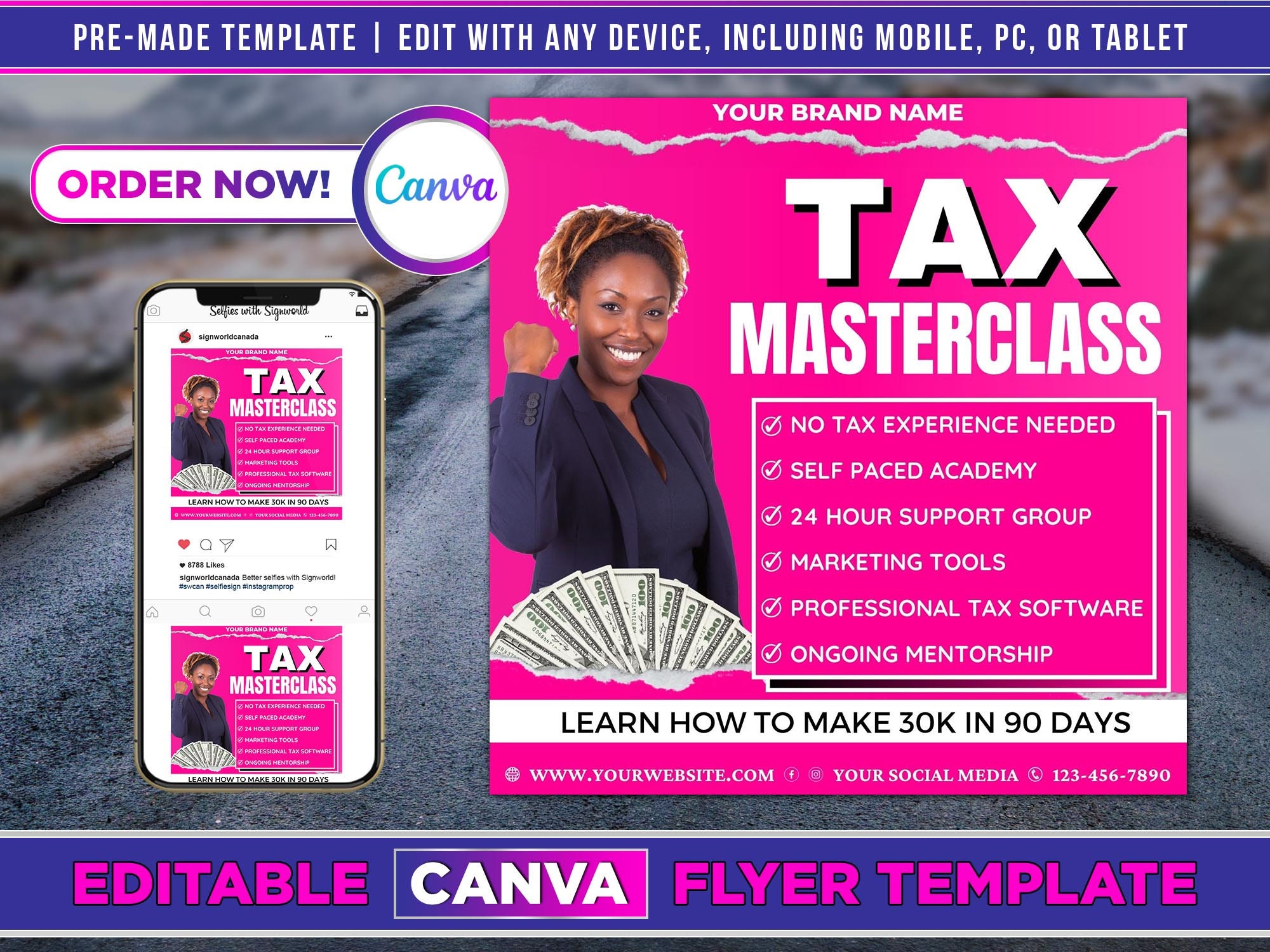 Tax Class Flyer Bundle Canva Template for DIY Social Media Marketing ...