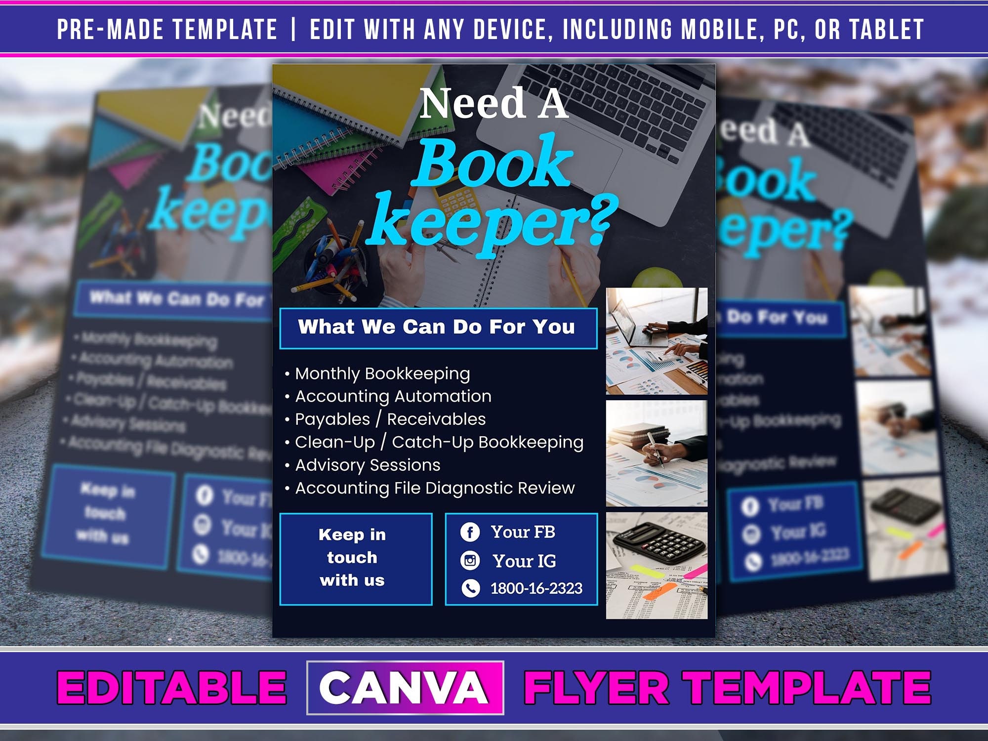 Bookkeeping Flyer Editable Canva Template. - Etsy