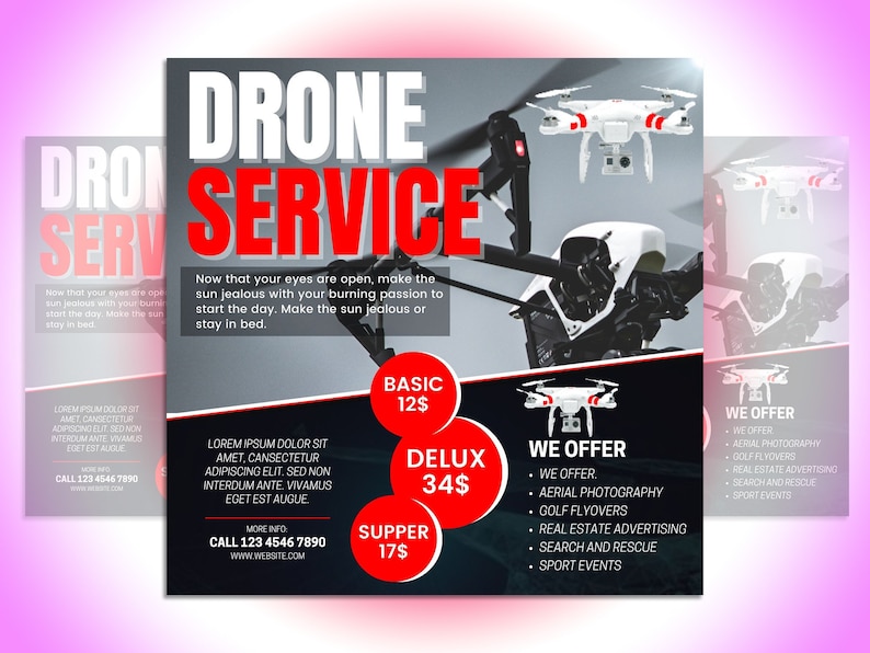 Drone Services Flyer Canva Template for DIY Social Media Marketing. - Etsy