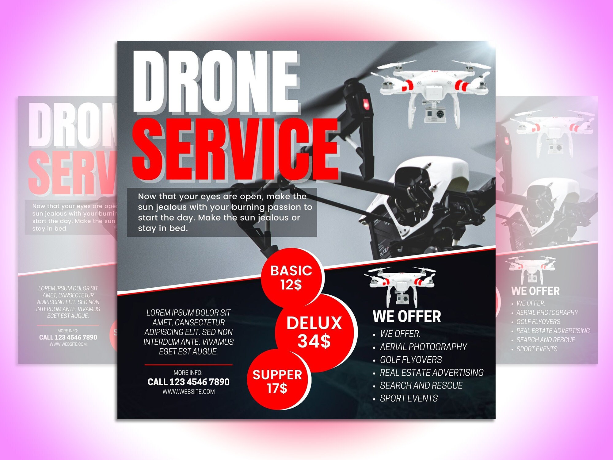 Drone Services Flyer Canva Template for DIY Social Media Marketing. - Etsy