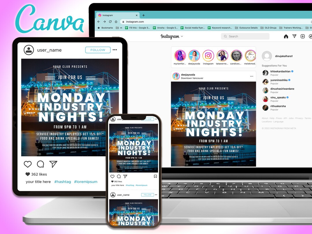 Industry Night Flyer Canva Template for DIY Social Media Marketing. - Etsy