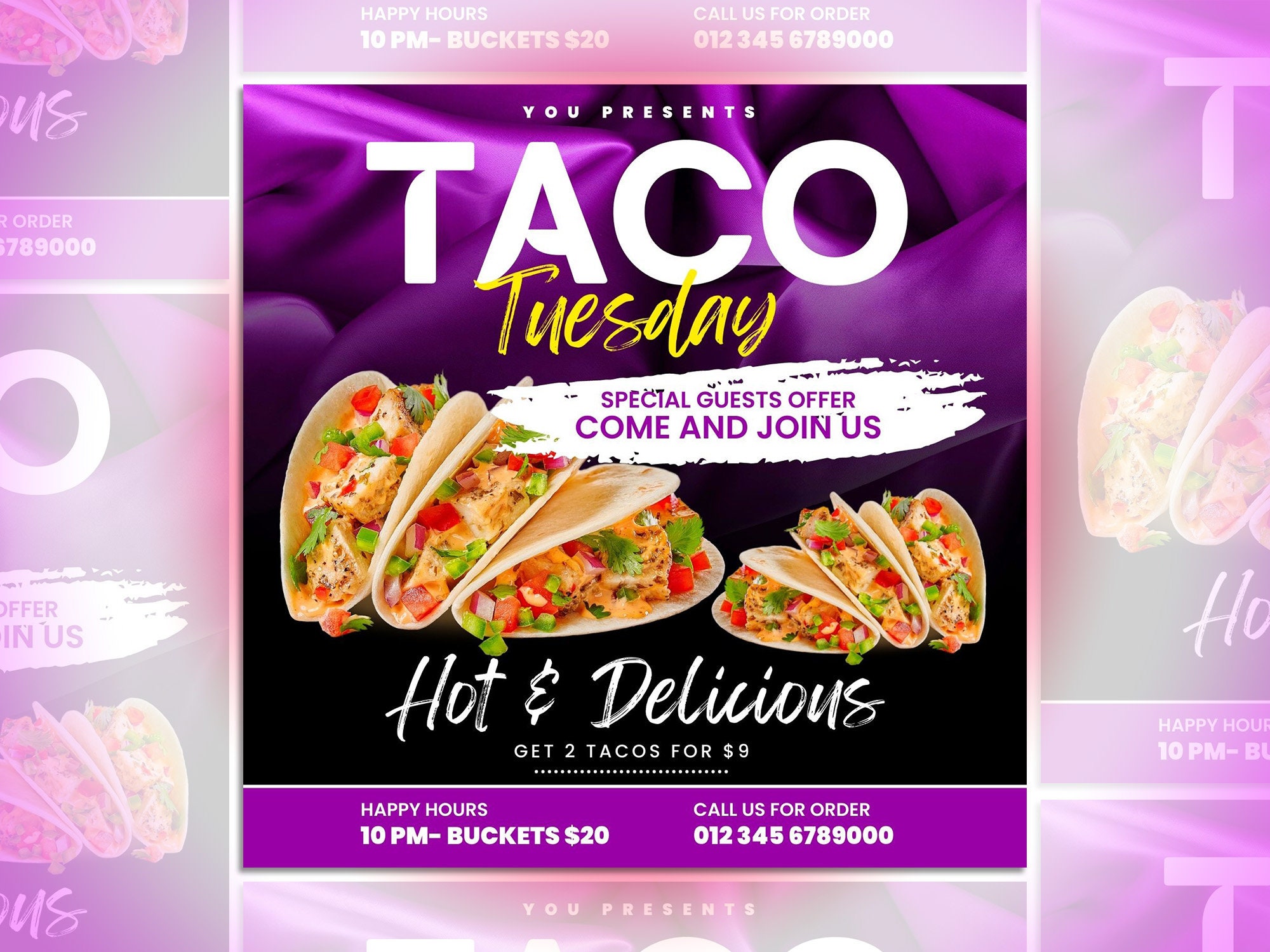 Taco Flyer Canva Template for DIY Social Media Marketing. - Etsy
