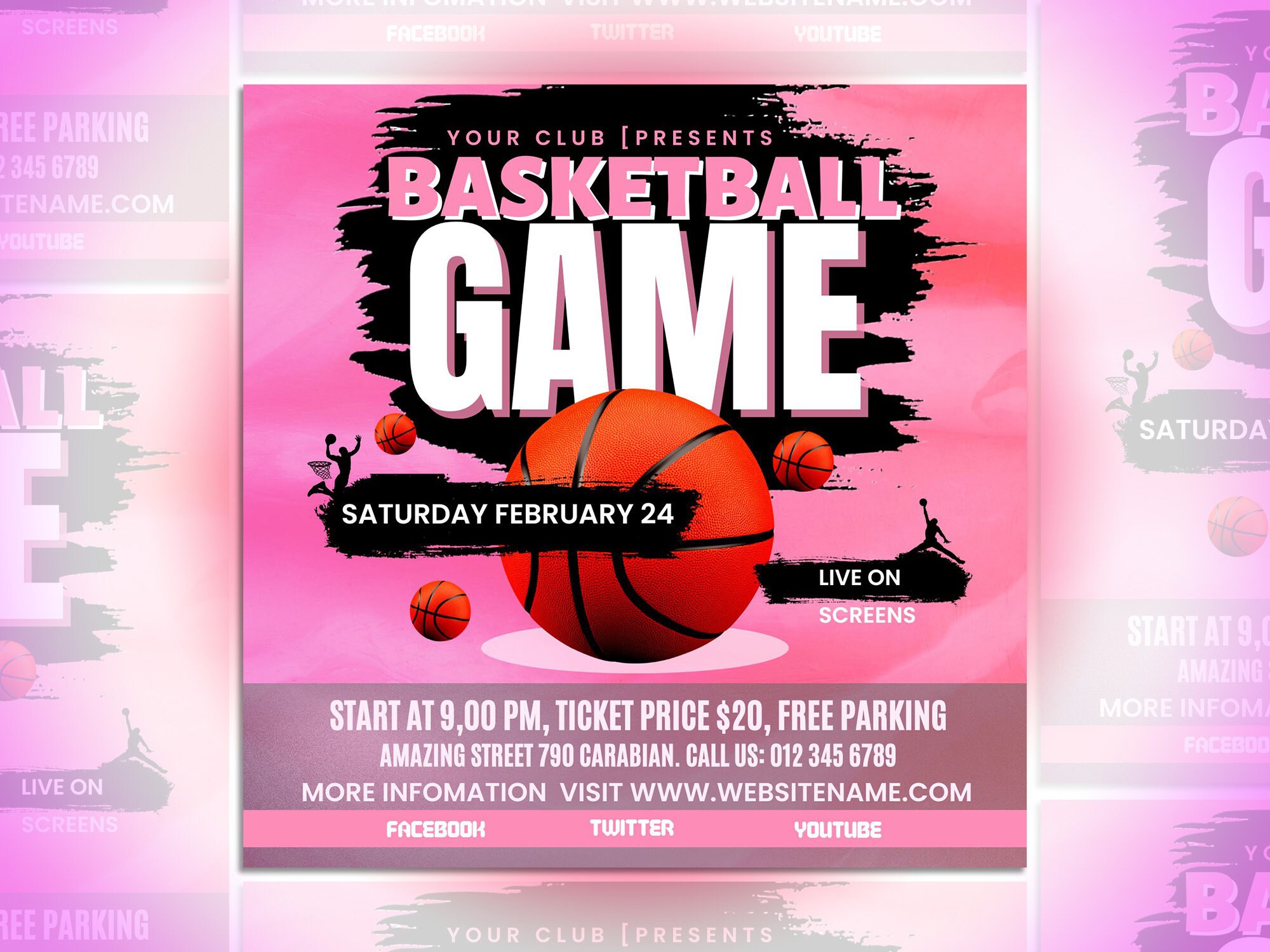 Girl Basketball Tryouts Flyer Social Media Post Size Instant Download ...