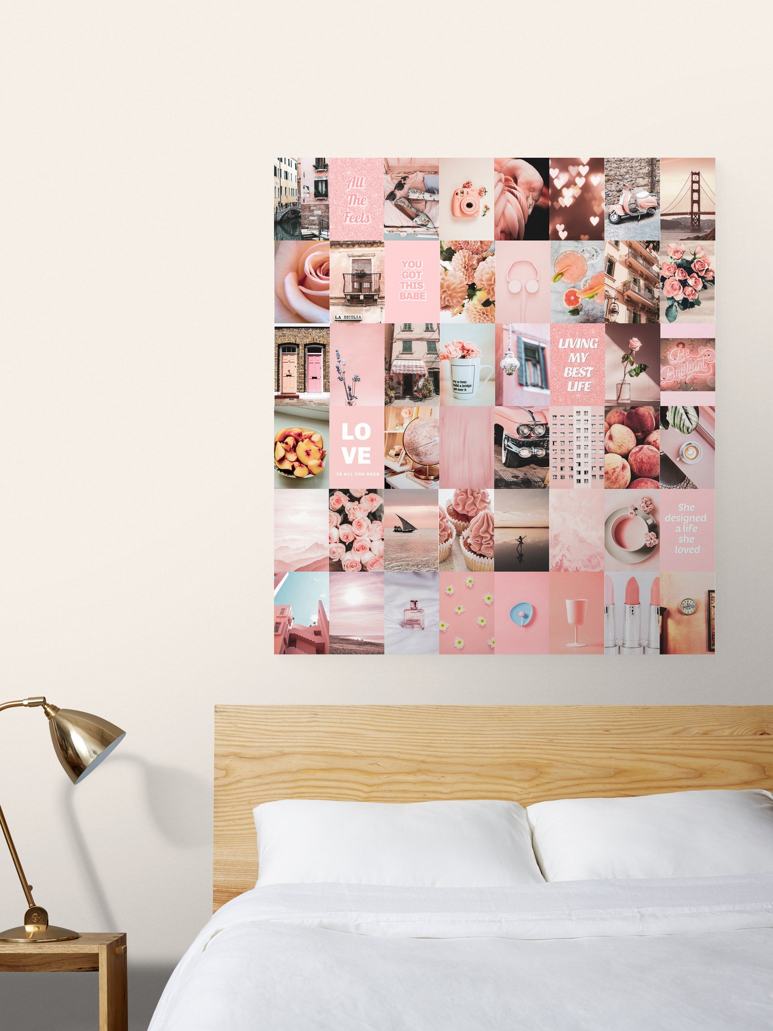 Peachy Pink Collage Wall Kit Decor Aesthetic, Blush Pink Aesthetic Wall ...