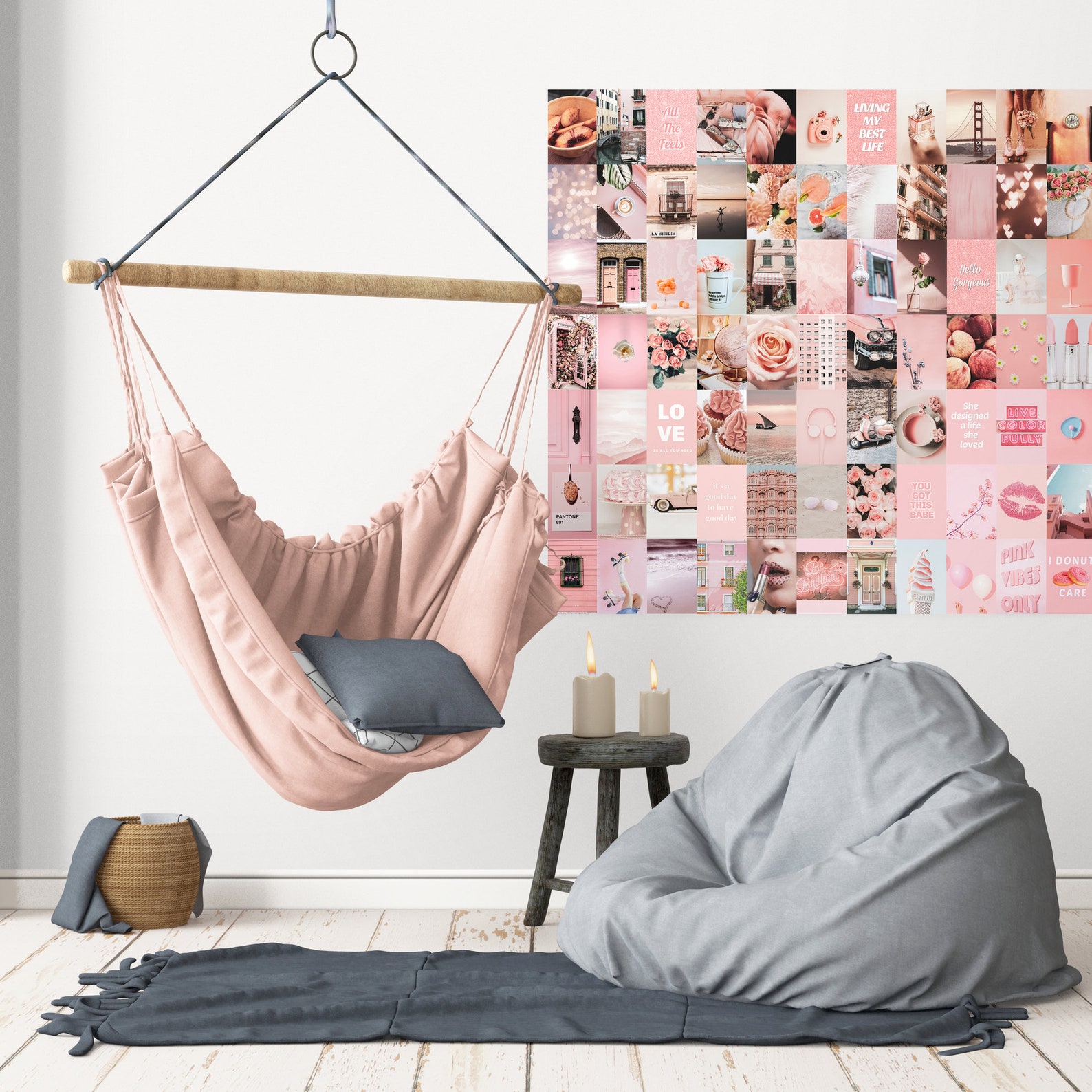 80 Pc Pink Collage Kit Digital, Pink Aesthetic Photo Wall Collage Kit ...