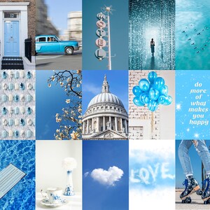 Blue Wall Collage Kit, Blue Aesthetic Photo Collage Kit, Picture ...