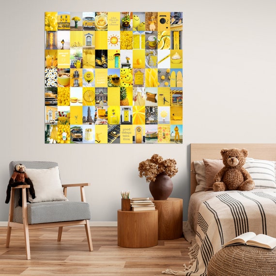 Aesthetic Wall Collage Kit Digital Download 80 Pc Yellow Vsco Pictures Printable Photo Collage Summer Prints Teen Girl Dorm Room Decor Etsy UK