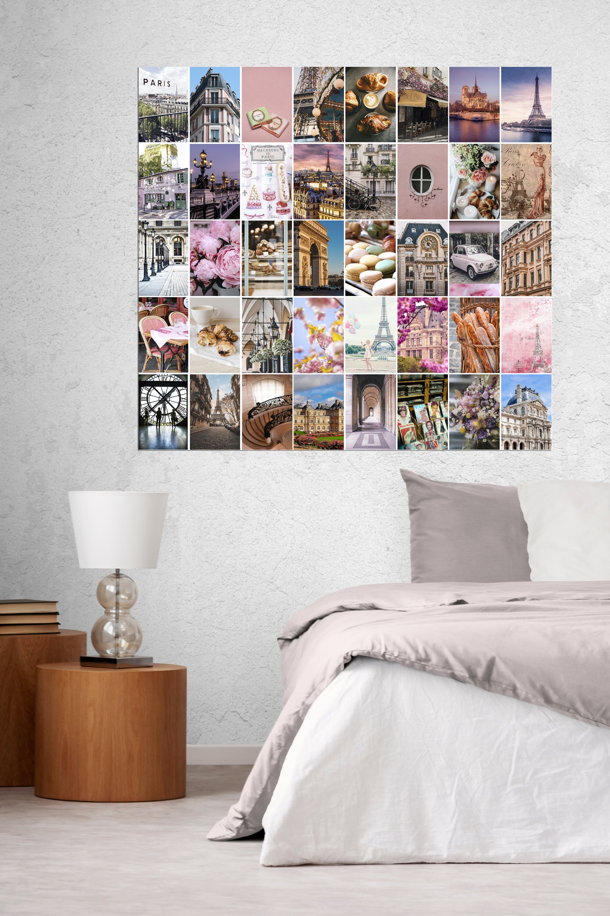 Paris Collage Kit Pink Aesthetic Photo Wall Collage Teen | Etsy