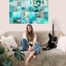 Teal Wall Collage Kit Digital, Teal Aesthetic Collage, Turquoise Dorm ...