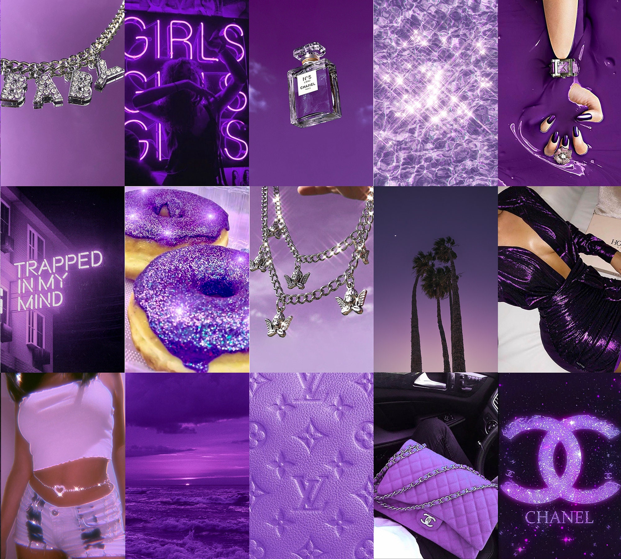 Boujee Purple Wall Collage Kit Digital, Euphoria Baddie Aesthetic, Y2k ...