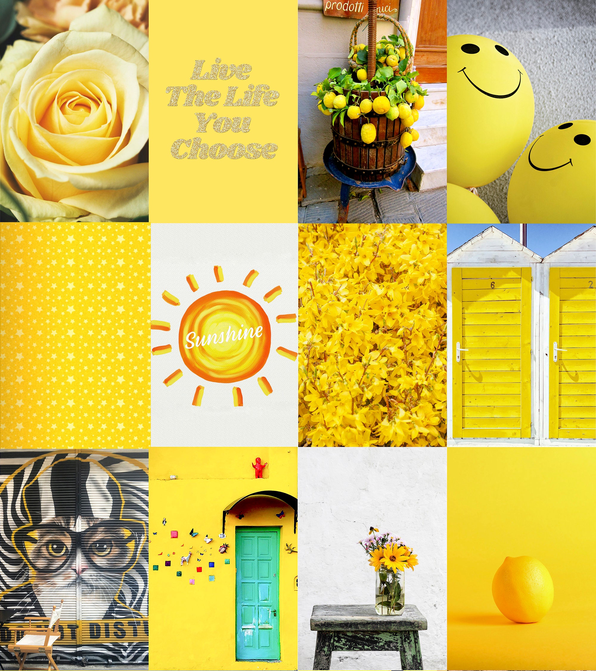 Yellow Collage Kit, Yellow Aesthetic Wall Collage Kit, Photo Collage ...