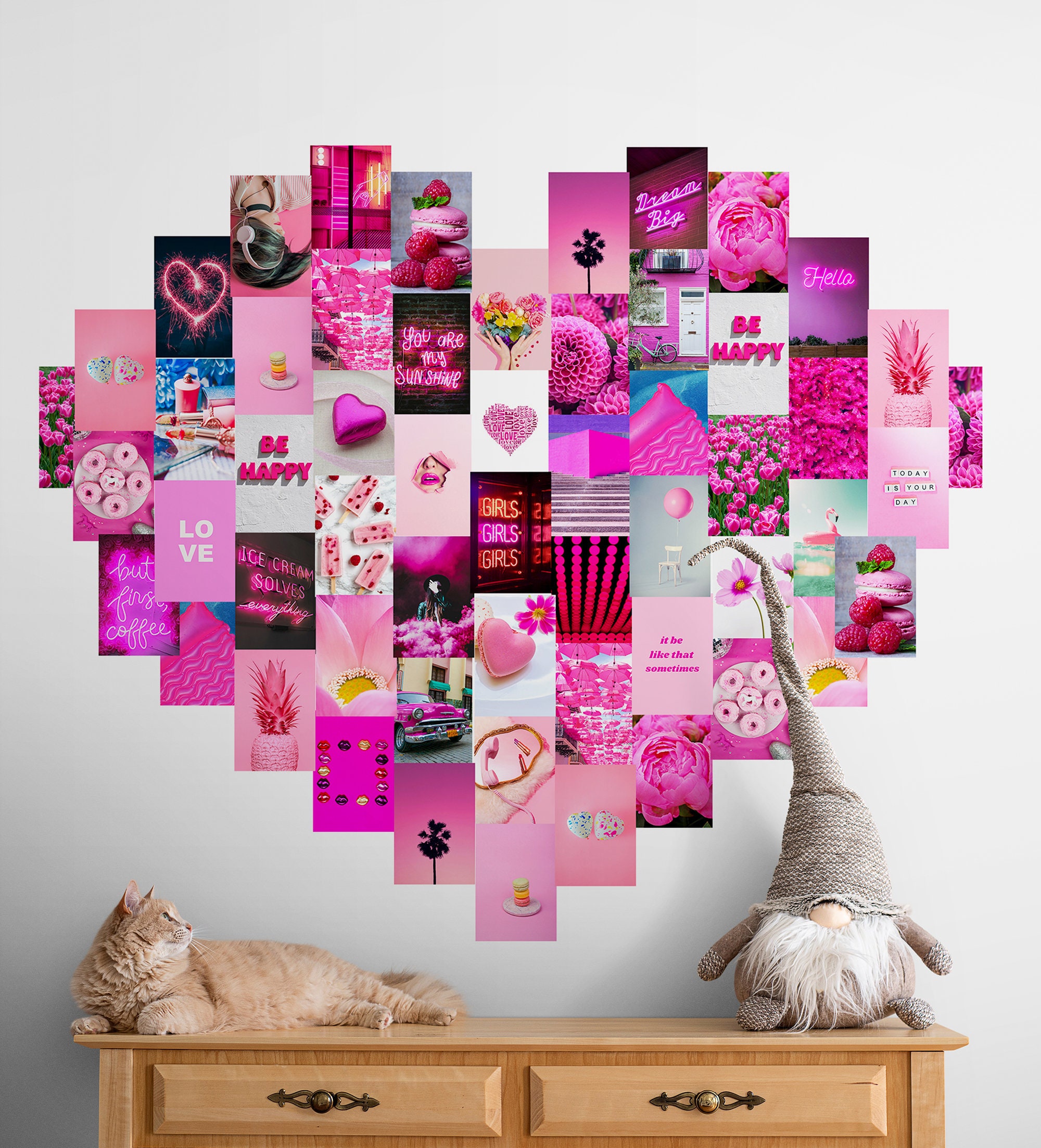 Neon Pink Wall Collage Kit DIGITAL, Hot Pink Aesthetic Room Decor, Teen ...