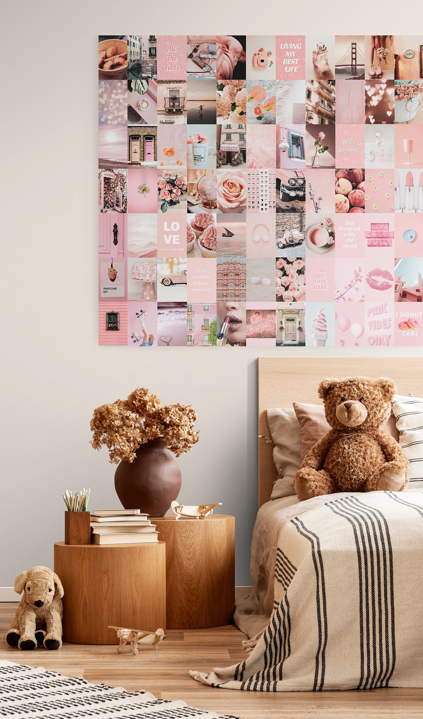 80 Pc Pink Collage Kit Digital, Pink Aesthetic Photo Wall Collage Kit ...