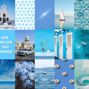 Blue Wall Collage Kit, Blue Aesthetic Photo Collage Kit, Picture ...