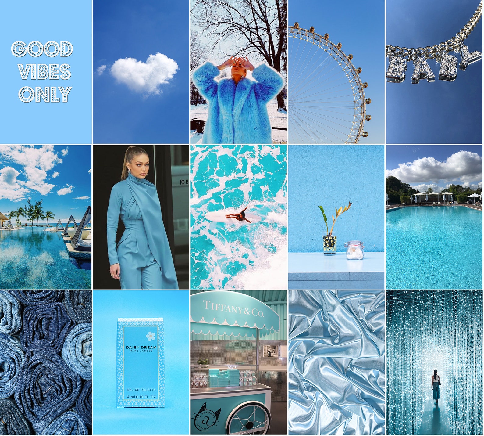 Boujee Blue Wall Collage Kit Baddie Collage Aesthetic Room | Etsy