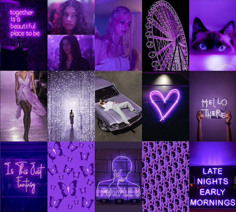 Boujee Purple Wall Collage Kit Digital, Euphoria Baddie Aesthetic, Y2k ...