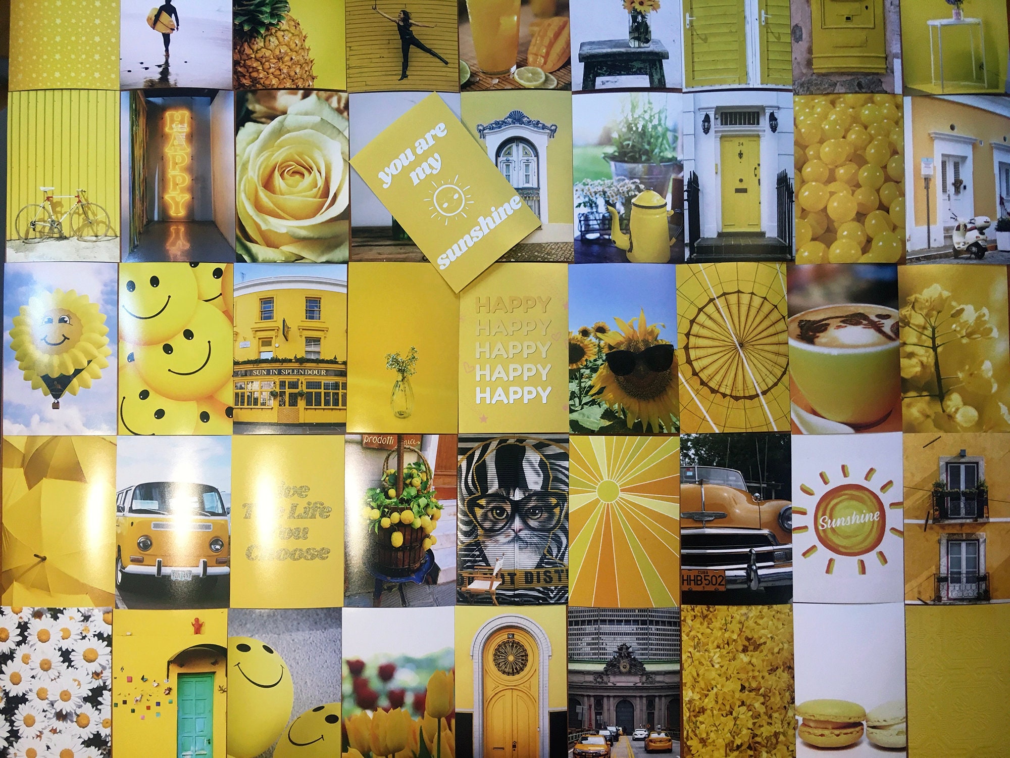 Yellow Collage Kit, Yellow Aesthetic Wall Collage Kit, Photo Collage ...