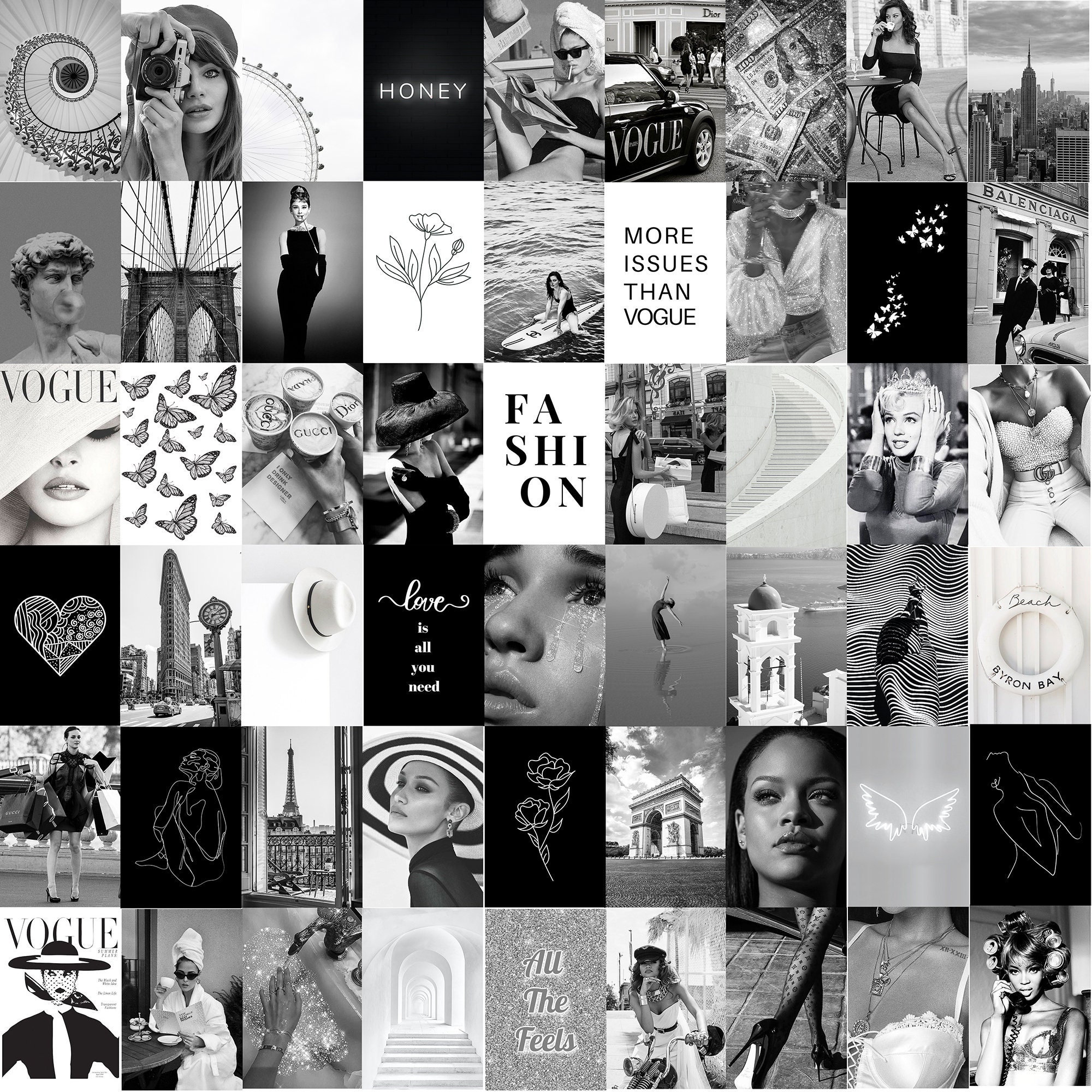70 Pc Black and White Collage Kit Digital, Fashion Boujee Collage ...