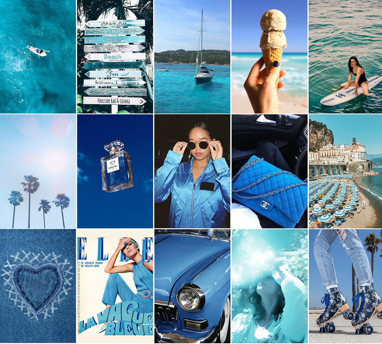 Boujee Blue Wall Collage Kit Baddie Collage Aesthetic Room Etsy