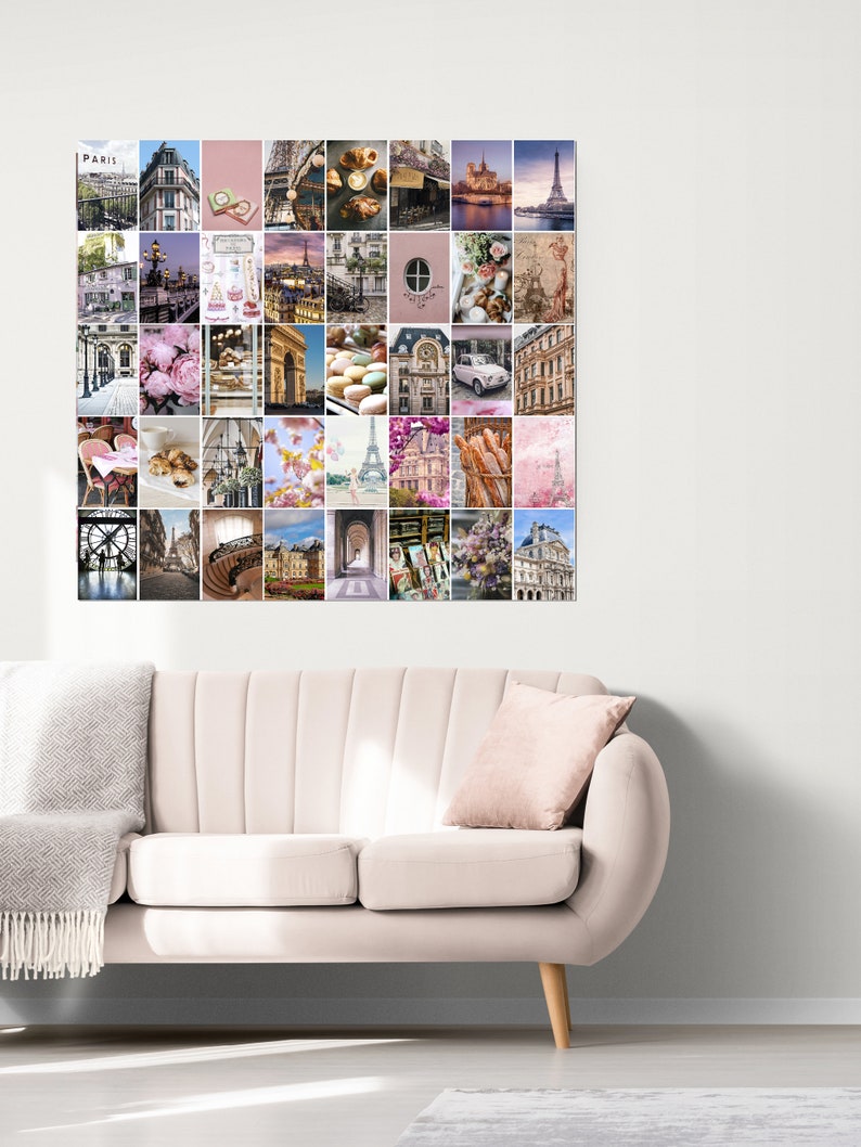 Paris Collage Kit Pink Aesthetic Photo Wall Collage Teen - Etsy