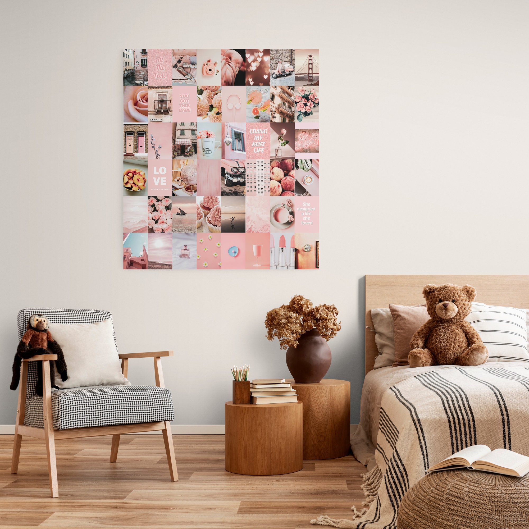 Peachy Pink Collage Wall Kit Decor Aesthetic, Blush Pink Aesthetic Wall ...