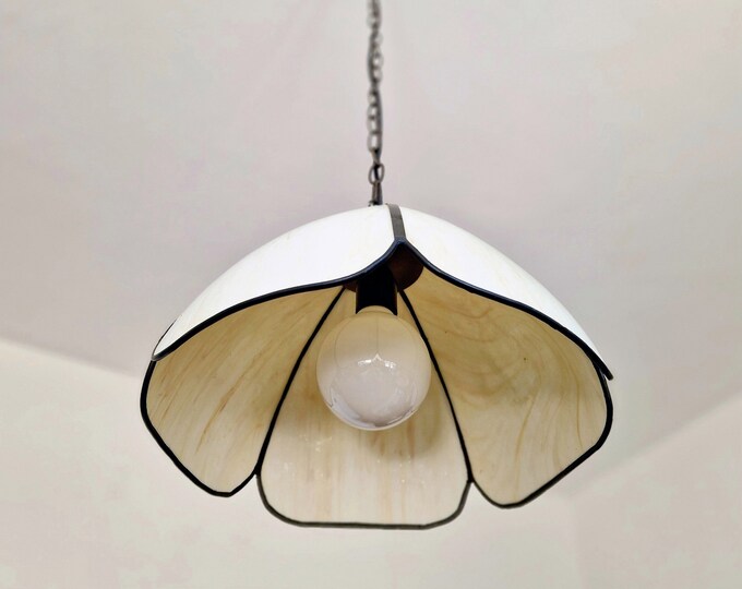 Vintage Tiffany Style Marble Glass Pendant Lamp, 60s 70s German Honsel ...
