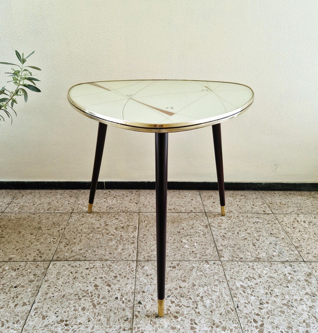 MCM Coffee Table Glass Plate Triangle Shape, Space-age Deisgn Console ...