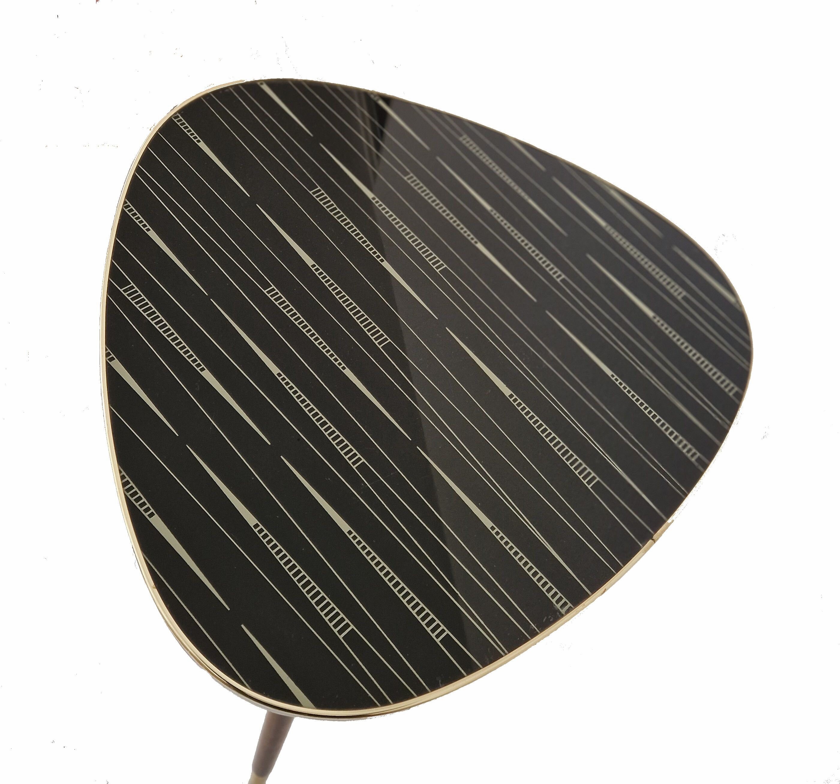 MCM Coffee Table Black Glass Top Triangle Shape, Space-age Deisgn ...