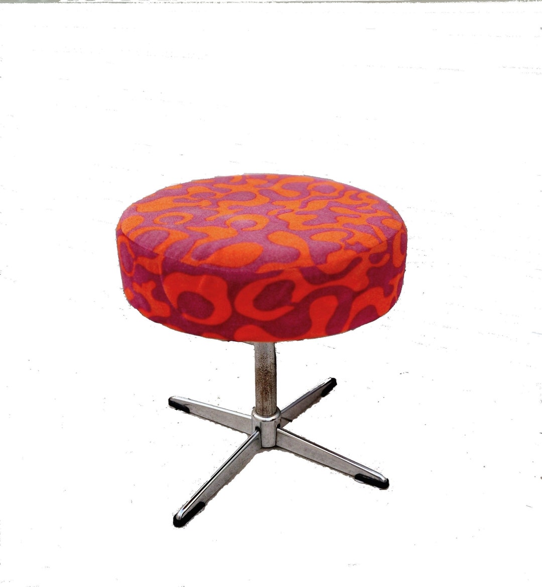70s 80s Postmodern Stool Upholstered and Chrome Meta, Vibrant Design ...