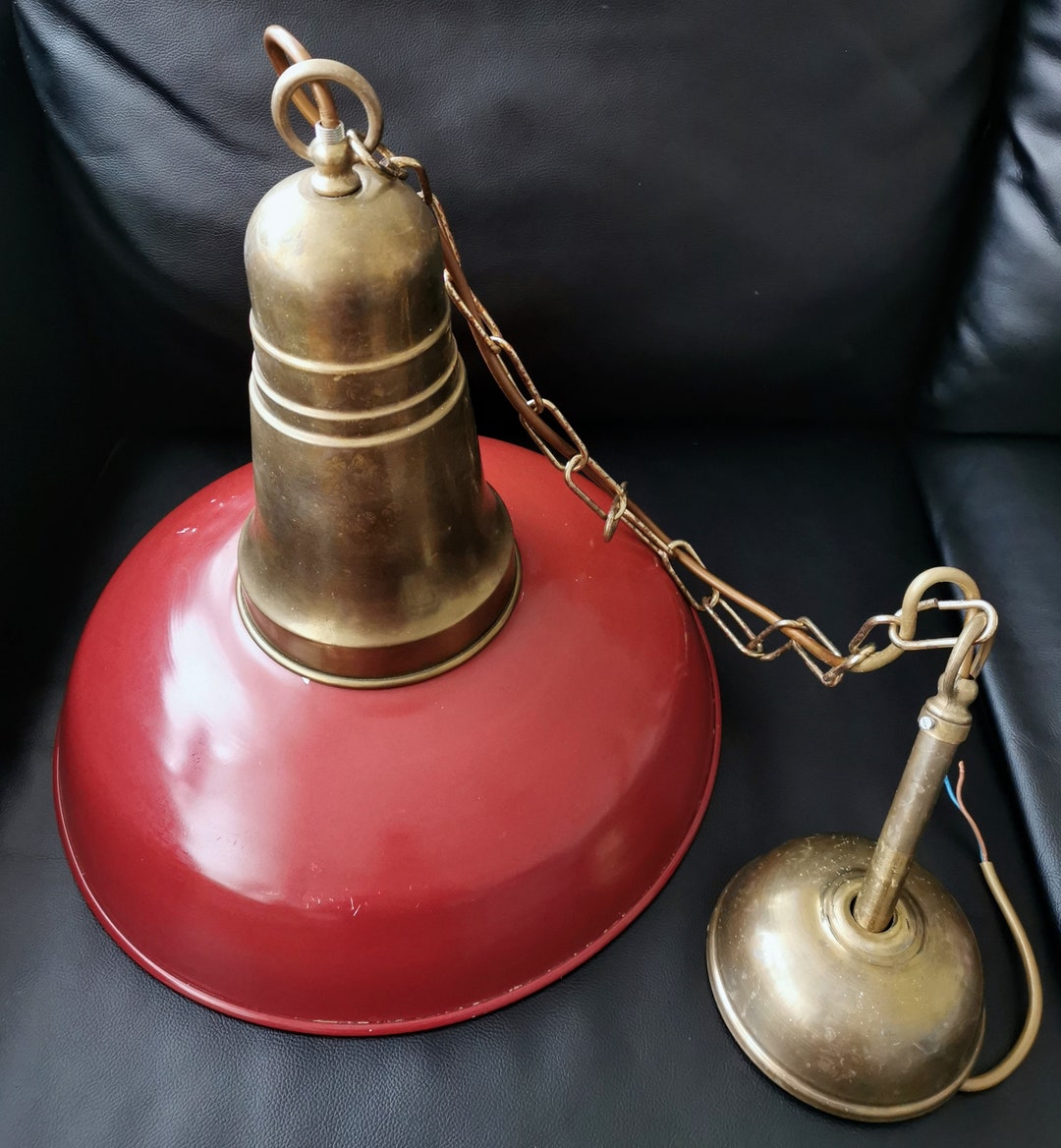 Vintage Burgundy Metal Pendant Lamp Copper Fitting Industrial - Etsy