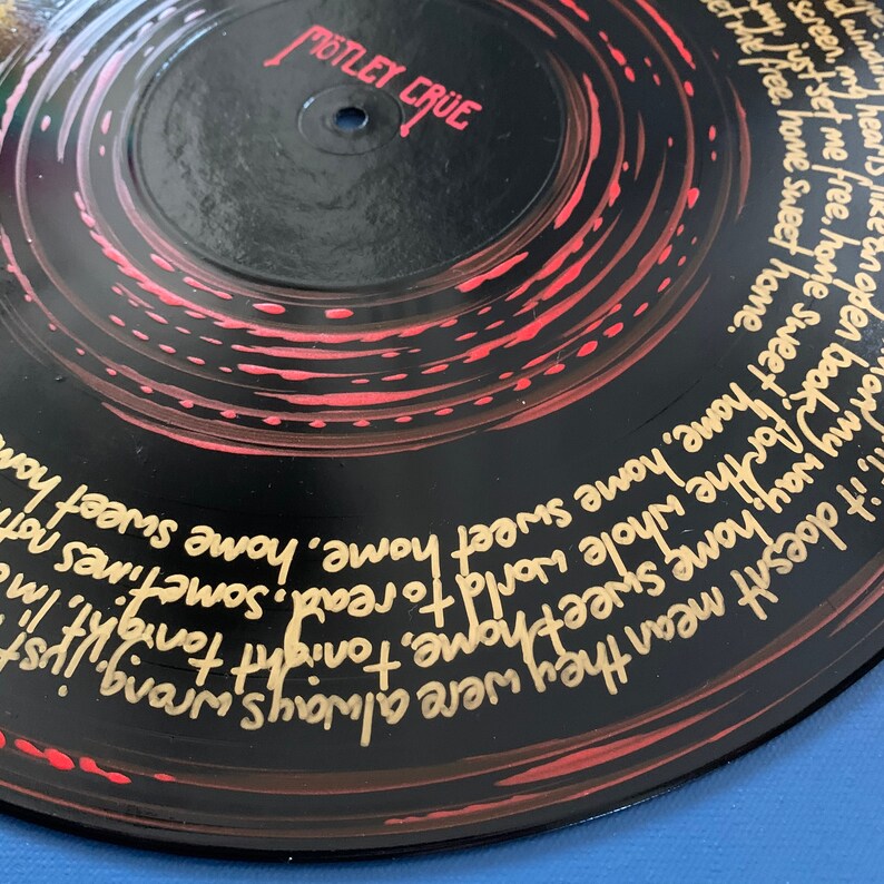 Motley Crue Home Sweet Home Record Painting / Song Lyrics / Hand ...