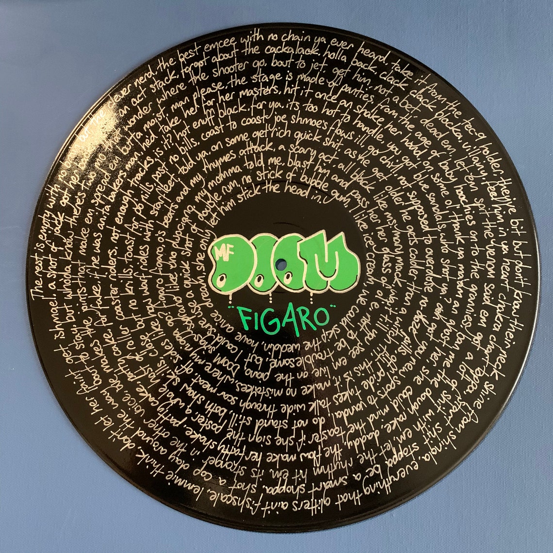 MF DOOM hand painted vinyl record / with lyrics of Figaro / | Etsy