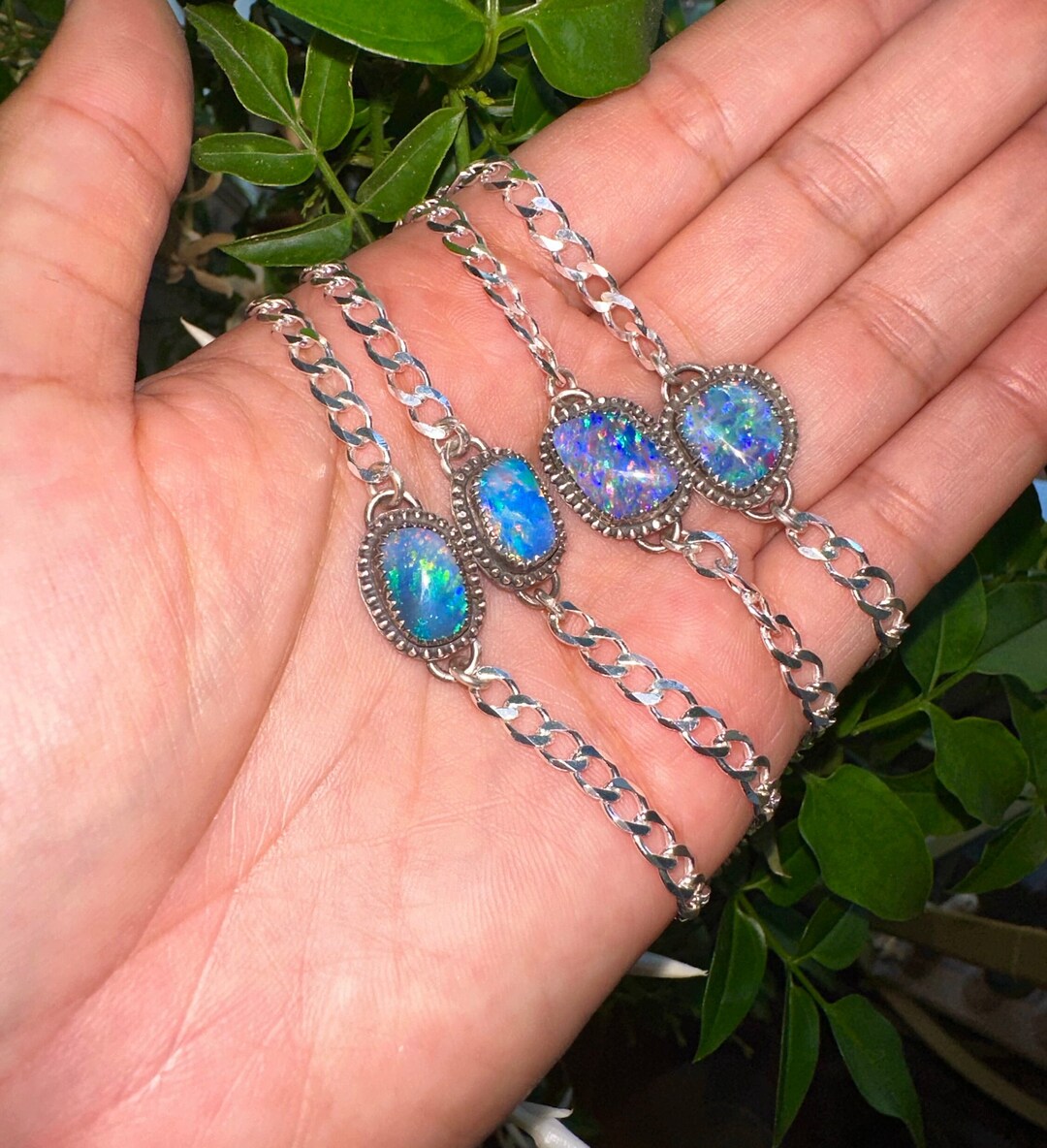 Australian Opal Cuban Link Bracelet - Etsy