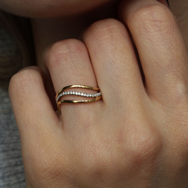 Diamond Wave Ring - Etsy